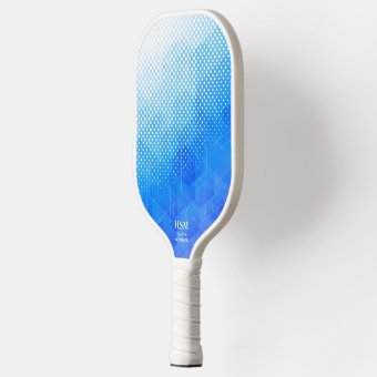 Geometric Halftone Dots White Blue Gradient Custom Pickleball Paddle ...