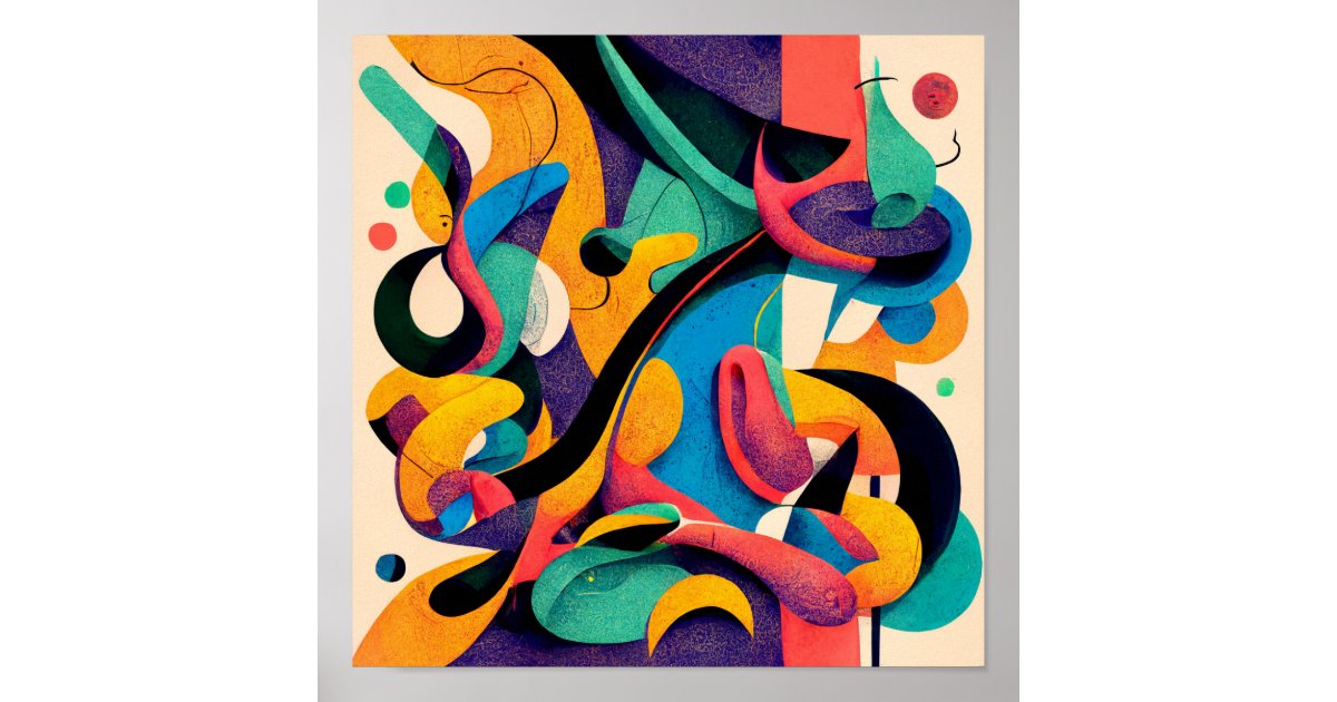 "Geometric Harmony" - Abstract Digital Art Poster | Zazzle