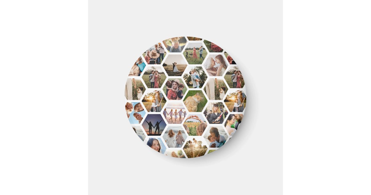Geometric Hexagon Pattern Photo Collage Magnet | Zazzle