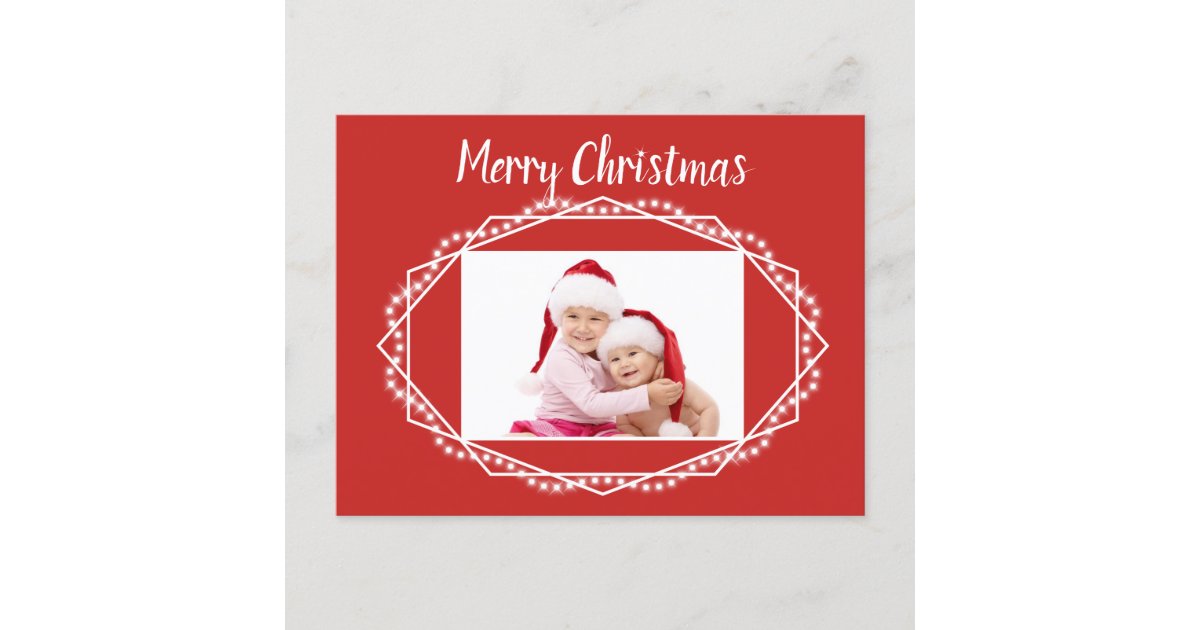 Geometric Holiday Sparkle Photo Postcard | Zazzle