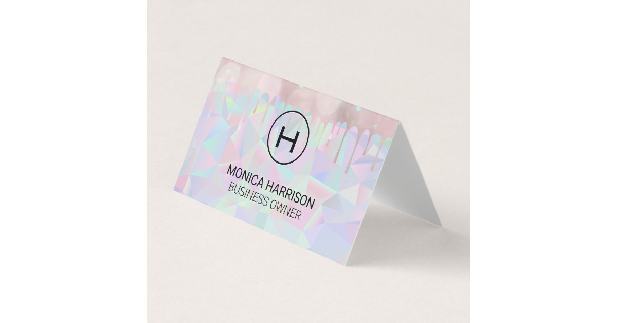 Geometric Holographic | Boke Drip Business Card | Zazzle