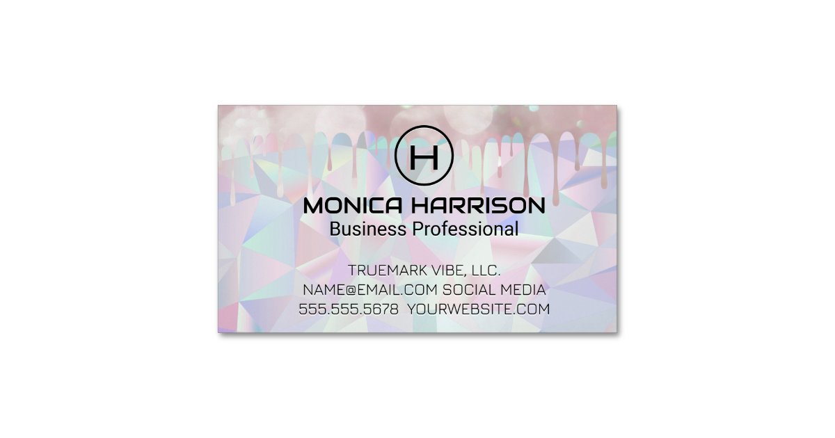 Geometric Holographic | Boke Drip Business Card Magnet | Zazzle