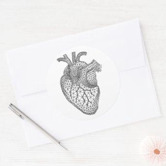 Geometric human heart classic round sticker | Zazzle
