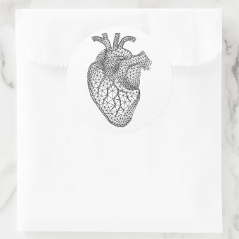 Geometric human heart classic round sticker | Zazzle