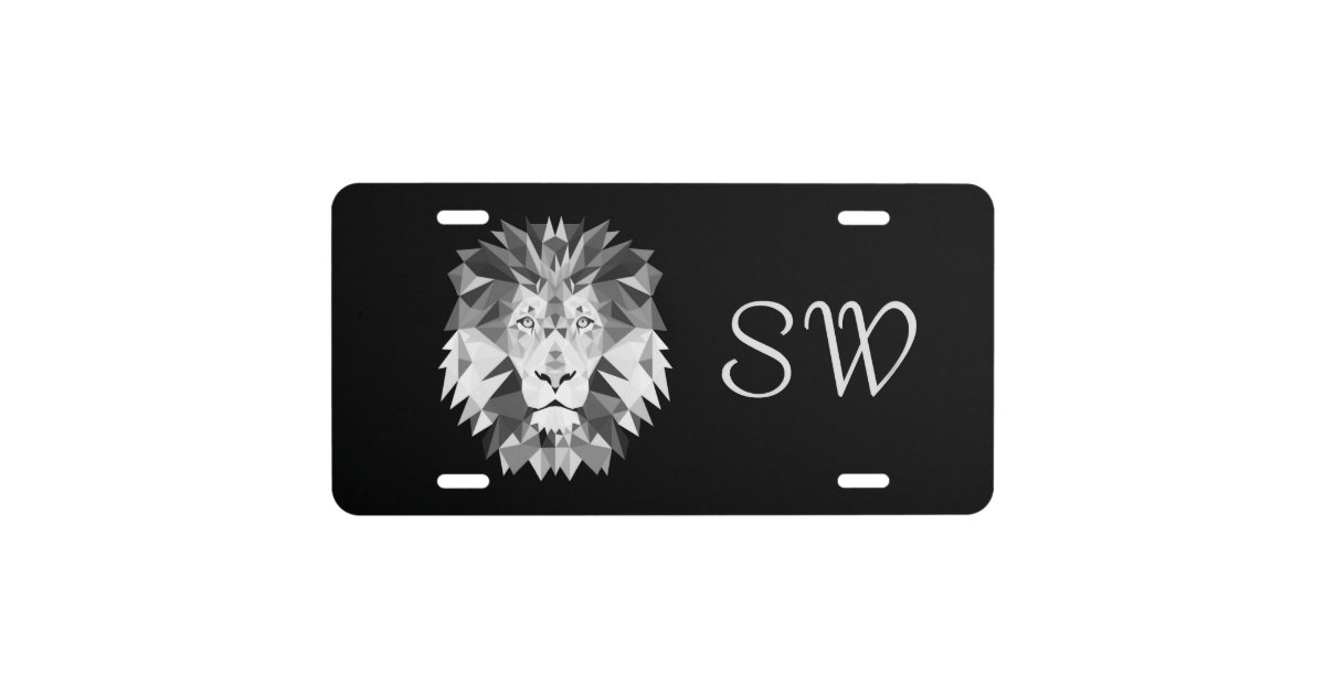 Geometric Lion Head Monogram License Plate | Zazzle