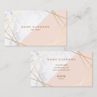Geometric Marble Gold Light Pink Business Card | Zazzle