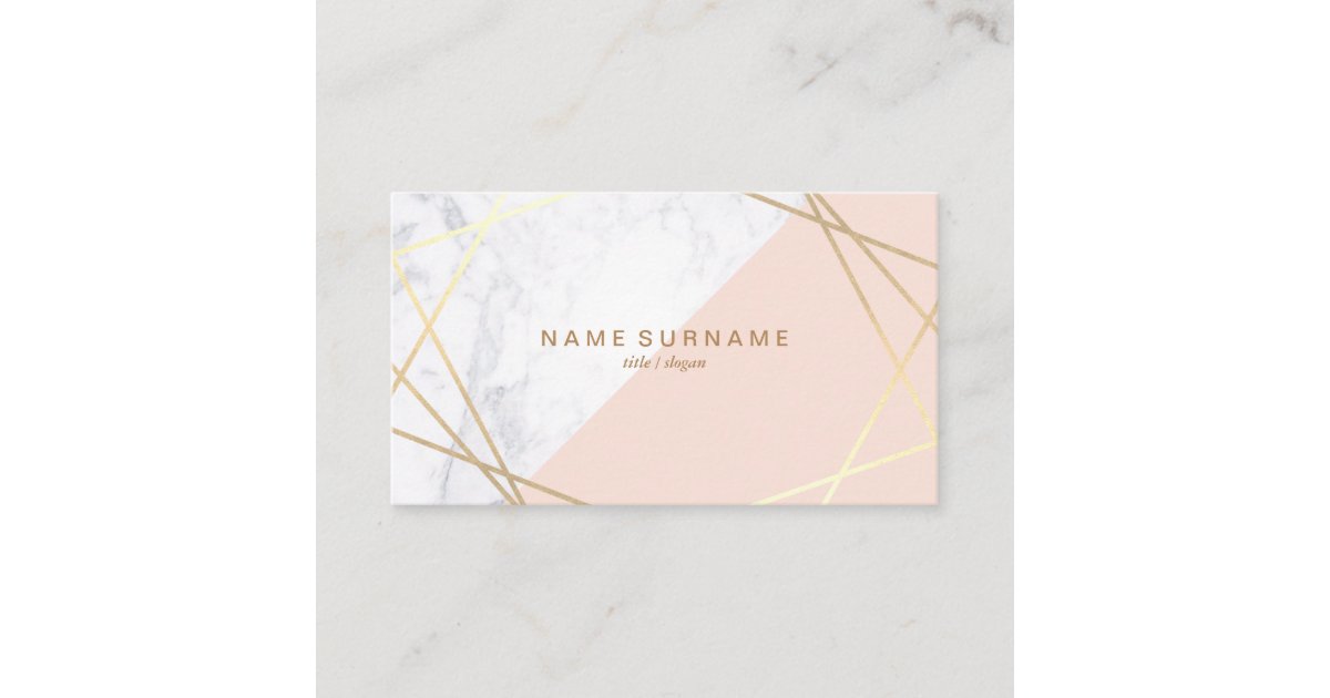Geometric Marble Gold Light Pink Business Card | Zazzle