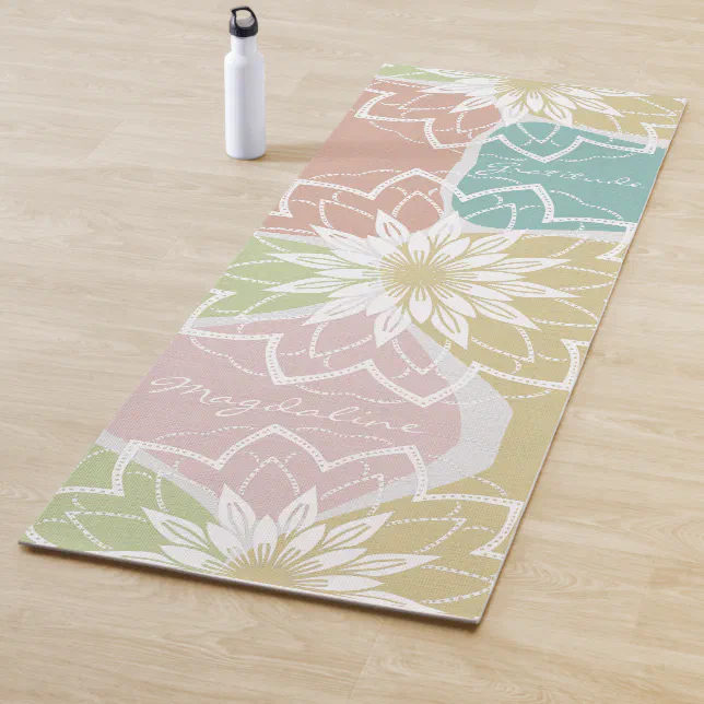 Geometric Meditation Flower Name Gratitude Mandala Yoga Mat | Zazzle