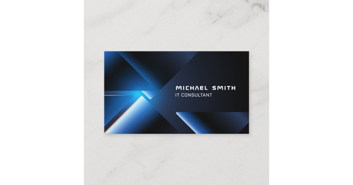 Geometric Metal Chrome Triangles Technology Business Card | Zazzle
