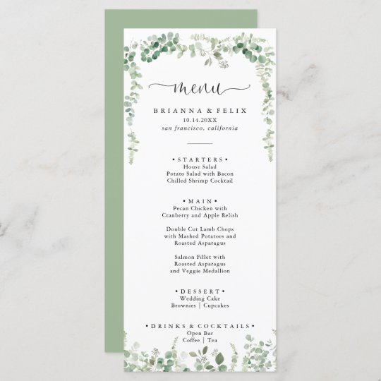 Geometric Minimalist Eucalyptus Dinner Menu | Zazzle.com