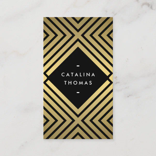 Geometric Mod Bold Black and Gold Pattern Business Card | Zazzle