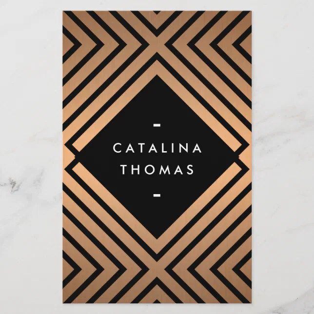 Geometric Mod Bold Black and Rose Gold Pattern Flyer | Zazzle