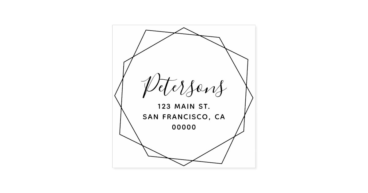 Geometric Modern Calligraphy Family Name Self-inking Stamp | Zazzle