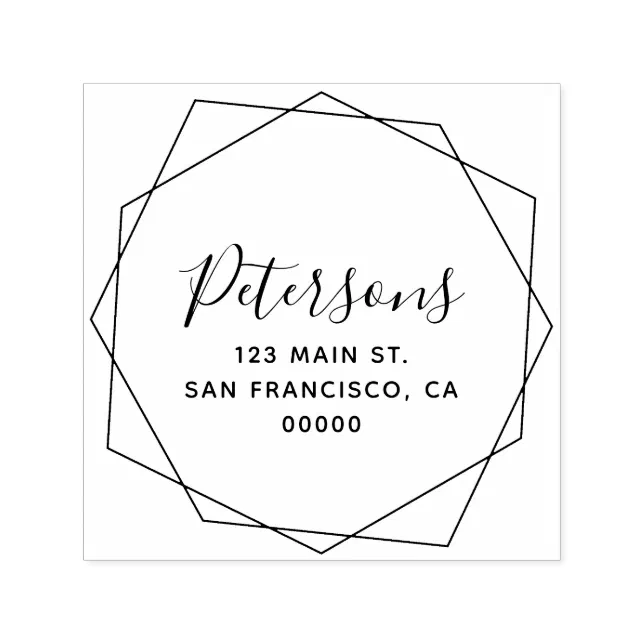 Geometric Modern Calligraphy Family Name Self-inking Stamp | Zazzle