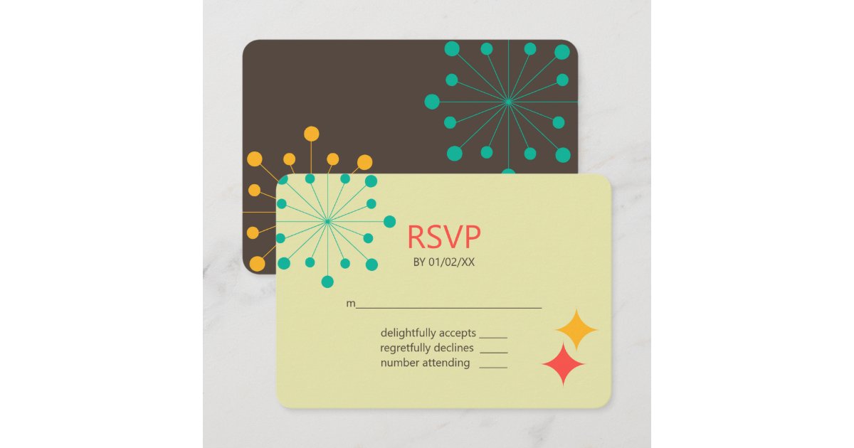Geometric Modern Colorful Retro RSVP Card | Zazzle