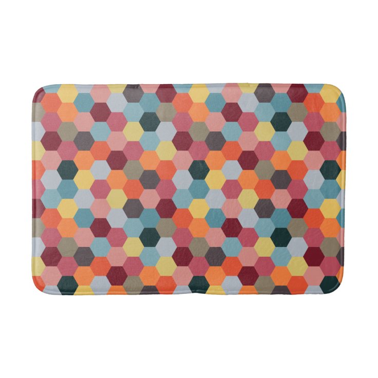 Geometric Modern Hexagon Pattern Bath Mat | Zazzle