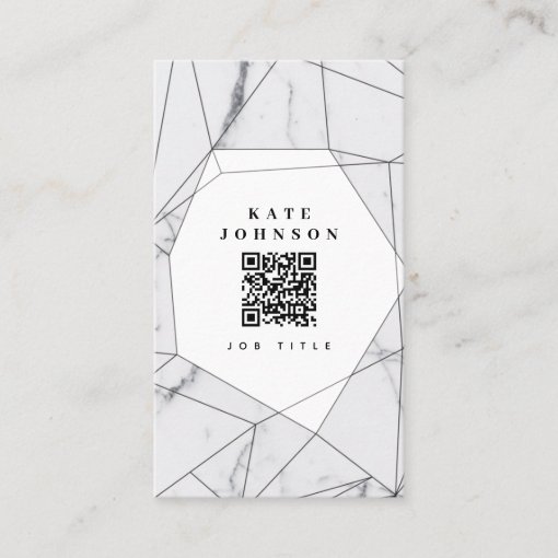 Geometric Modern Marble QR Code Social Media Business Card | Zazzle