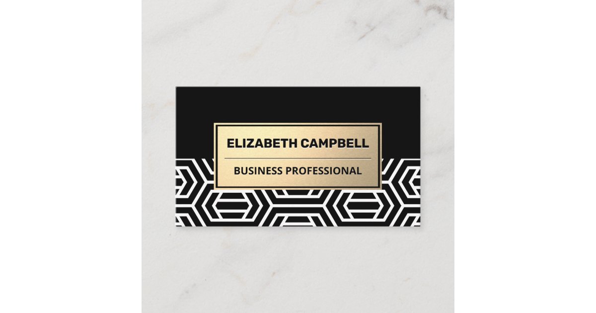 Geometric Modern Pattern | Gold Metal Business Card | Zazzle