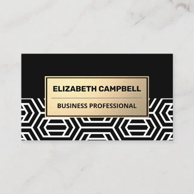 Geometric Modern Pattern | Gold Metal Business Card | Zazzle