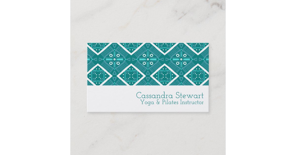 Geometric Modern Teal Tile Boho Pattern Business Card | Zazzle