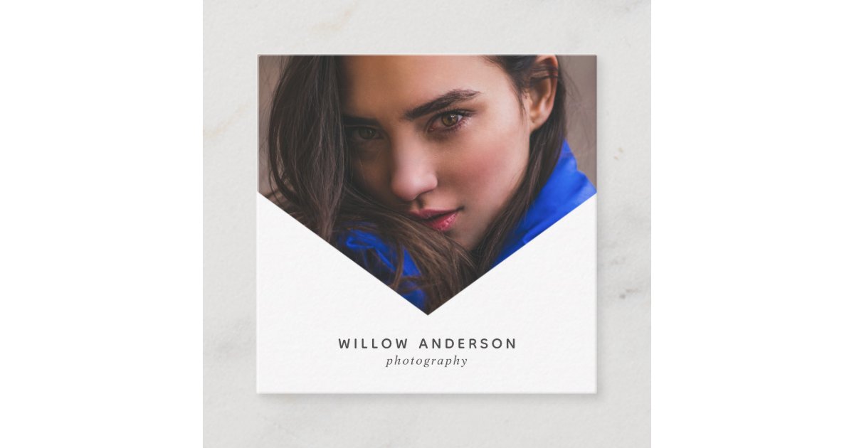 Geometric | Modern Triangle Overlay Photography Square Business Card ...
