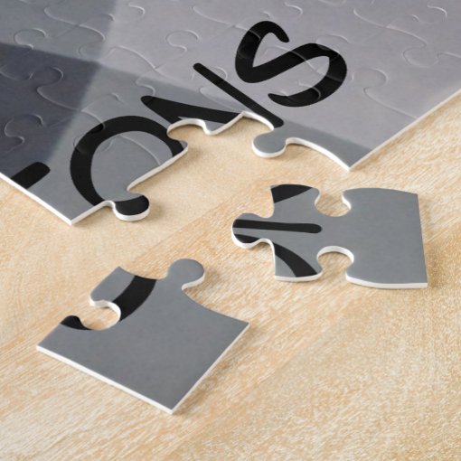 Geometric Monogram Name Black and White Circles Jigsaw Puzzle | Zazzle