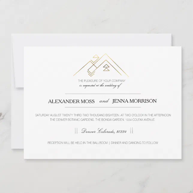 Geometric Mountain | Modern Gold Invitation | Zazzle