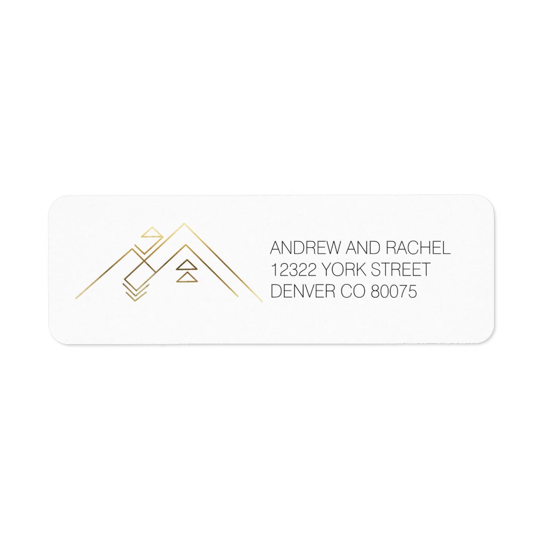 Geometric Mountains| Gold | Custom Address Label | Zazzle