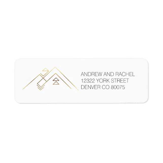 Geometric Mountains| Gold | Custom Address Label | Zazzle