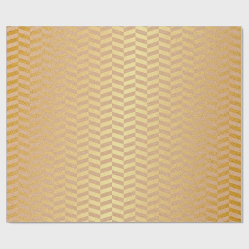 Geometric Natural Cart Pink Golden Zig Zag Wrapping Paper | Zazzle