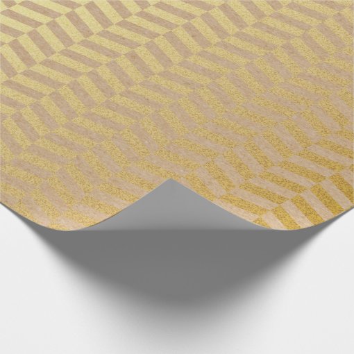 Geometric Natural Cart Pink Golden Zig Zag Wrapping Paper | Zazzle