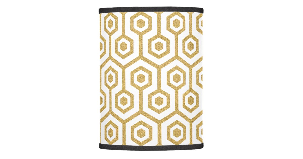Geometric Octagon Pattern Gold Glitter & White Lamp Shade | Zazzle