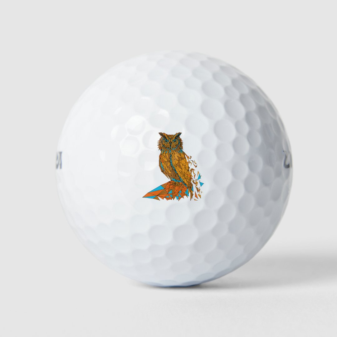 Geometric Owl Aesthetic Artsy Golf Balls | Zazzle