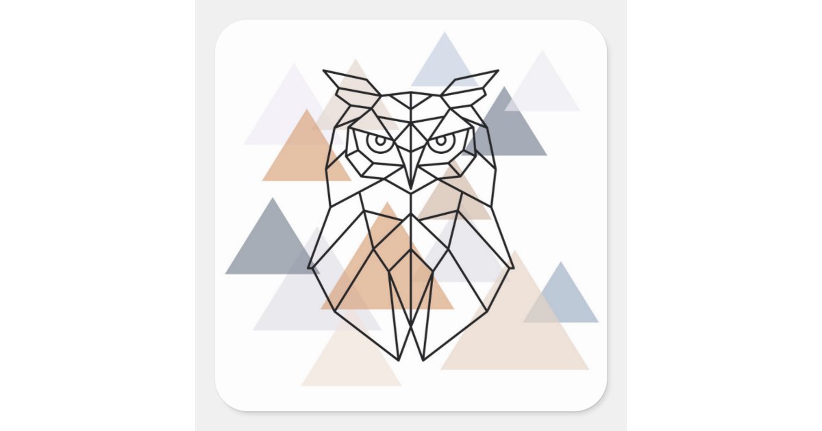 Geometric Owl Design Square Sticker | Zazzle