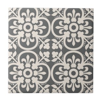 Geometric Pattern Decorative Quatrefoil Ceramic Tile | Zazzle