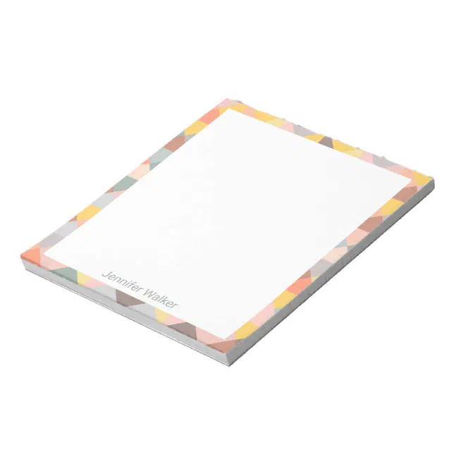 Geometric Pattern in Autumn Earth Tones with Name Notepad | Zazzle