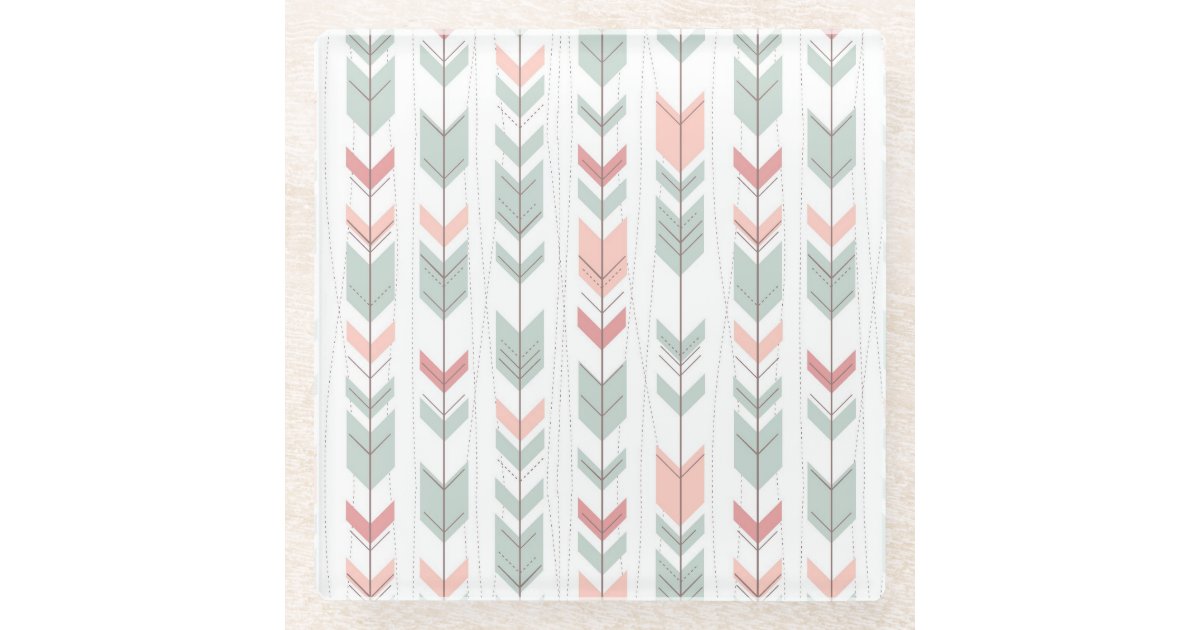 Geometric pattern in retro style glass coaster | Zazzle
