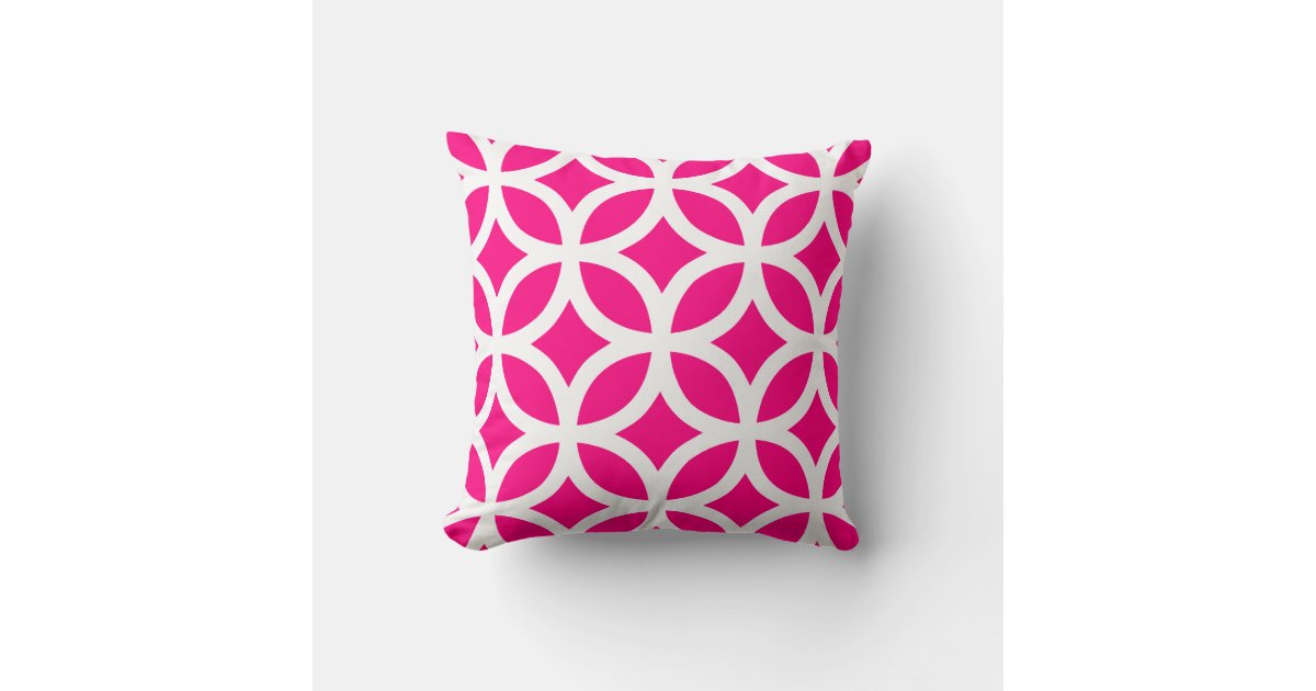 Geometric Pattern Pillow in Hot Pink | Zazzle