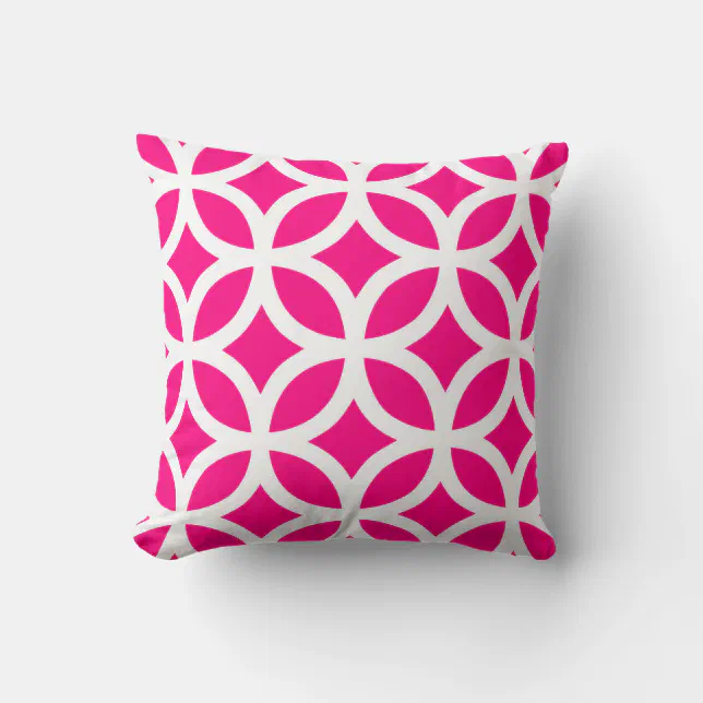 Geometric Pattern Pillow in Hot Pink | Zazzle