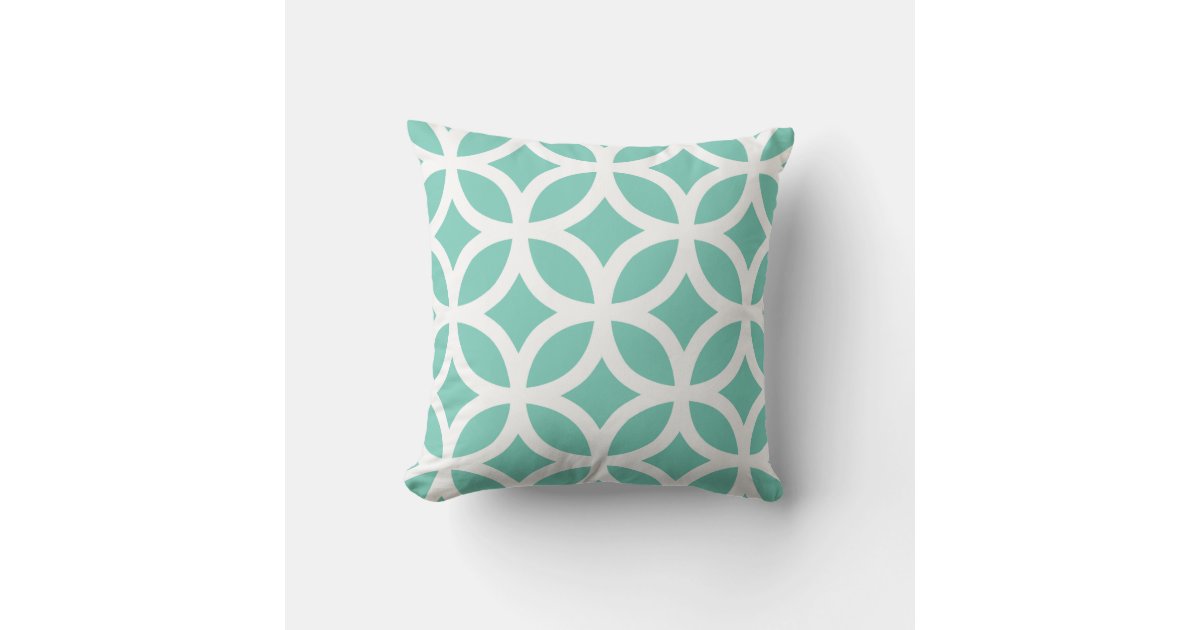 Geometric Pattern Pillow in Turquoise | Zazzle