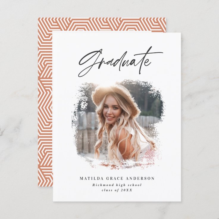Geometric photo typography graduation party invite | Zazzle