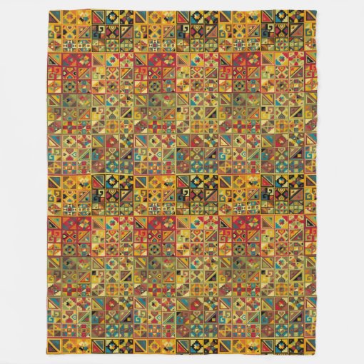 Geometric Quilt Pattern (Aztec, Mayan, Egyptian) Fleece Blanket | Zazzle