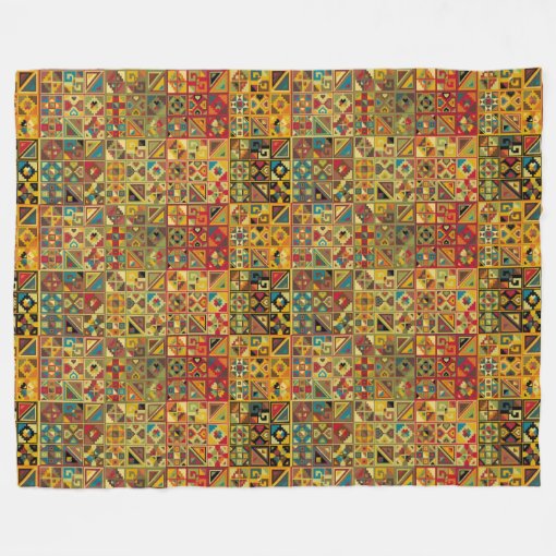 Geometric Quilt Pattern (Aztec, Mayan, Egyptian) Fleece Blanket | Zazzle