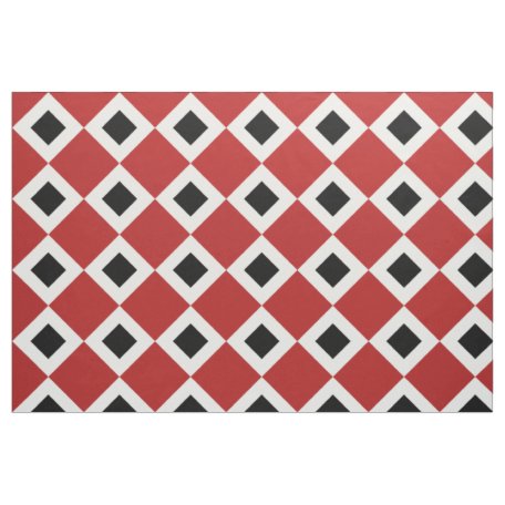 Red and Black Diamond Pattern Cotton Fabric | Zazzle.com