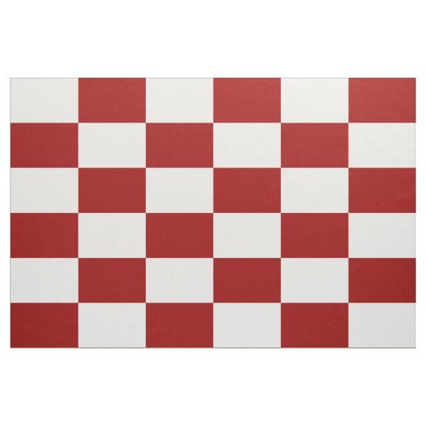Checkered Red and White Geometric Fabric | Zazzle