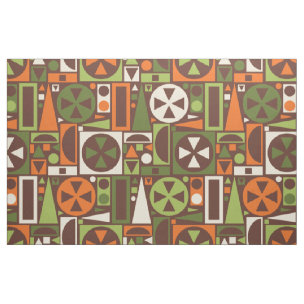 Mid Century Mod Geometric Link Pattern Fabric | Zazzle