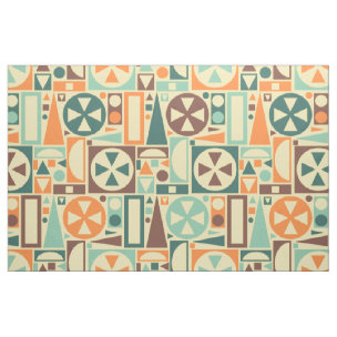 Mid Century Mod Geometric Link Pattern Fabric | Zazzle