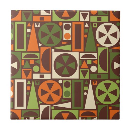 Geometric Retro 50s Mid-Century Modern Abstract Tile | Zazzle