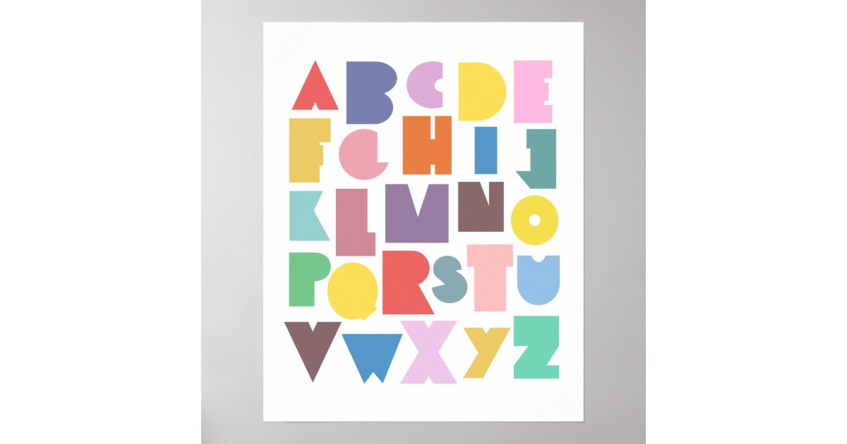 Geometric Retro Alphabet Poster | Zazzle