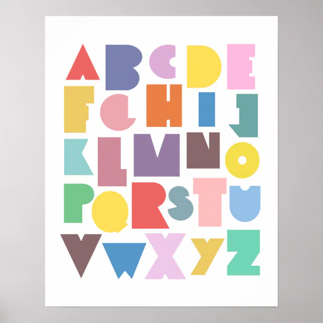 Geometric Retro Alphabet Poster | Zazzle